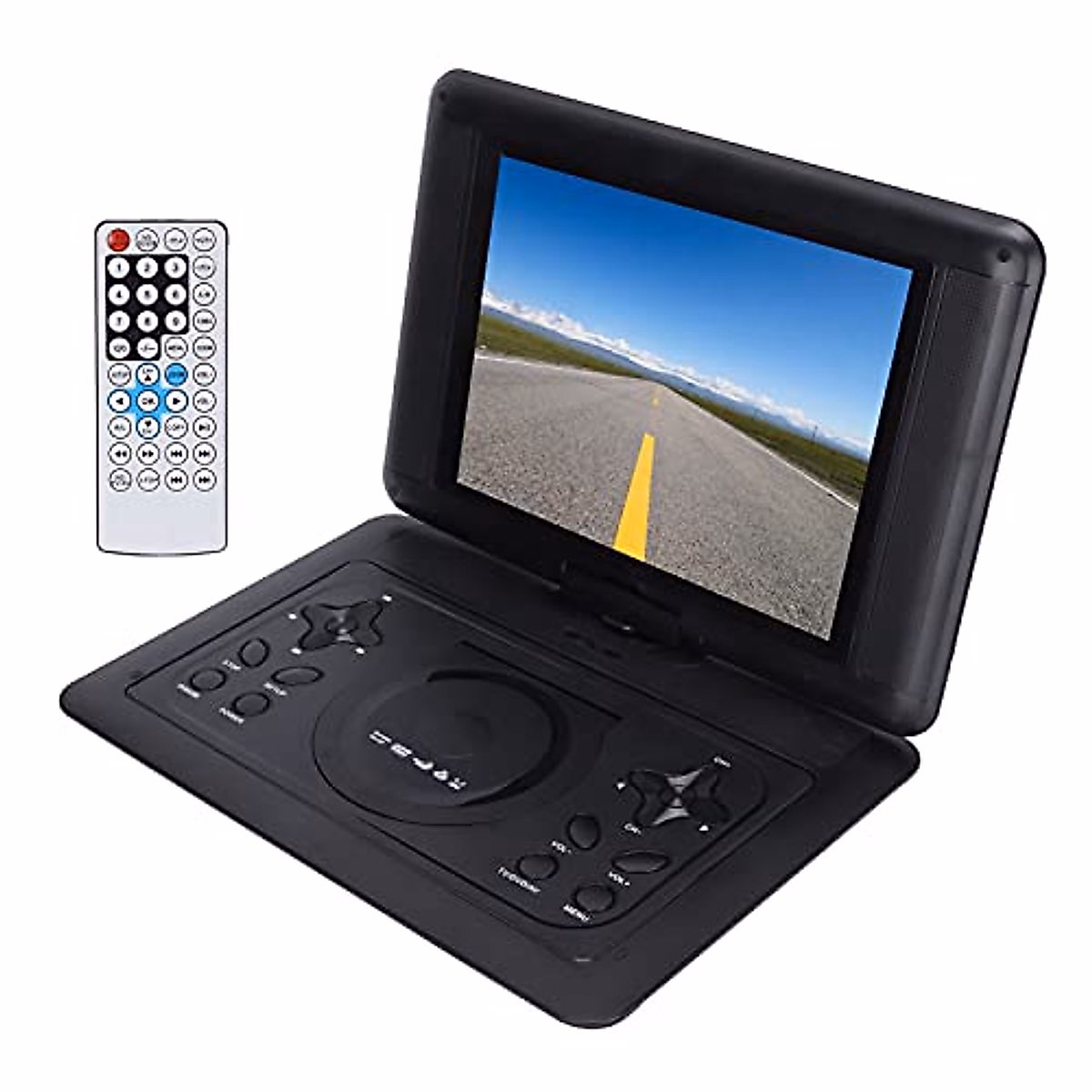 Zunate 12" Portable DVD Player, Small TV Player with 270° Rotation Screen, LCD Wide Screen Display Mobile DVD Player for Home, Office, Car (Black)