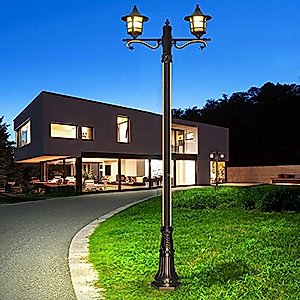 Modern High Pole Street Light European-Style Courtyard Post Light Outdoor Die-cast Light Waterproof Dual-Head Aluminum Pole Light LED Street Lamp Villa Park Solar Landscape Street Lamp