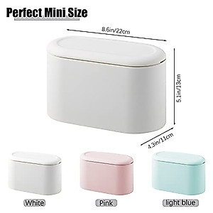 SHAIDOJIO Mini Trash Can, Desktop Wastebasket with Lid, Removable Small Garbage Can, Pop Up Tiny Countertop Trash Bin for Desk Office, Bedroom, Bathroom, Vanity, Coffee Bar Tabletop (White)