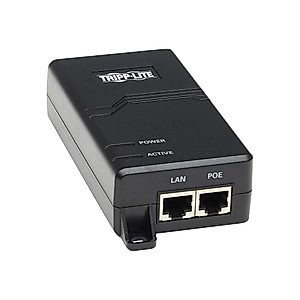 Tripp Lite Gigabit PoE+ Midspan Active Injector - IEEE 802.3at / 802.3af, 30W, 1 Port, Power Over Ethernet (NPOE-30W-1G),black