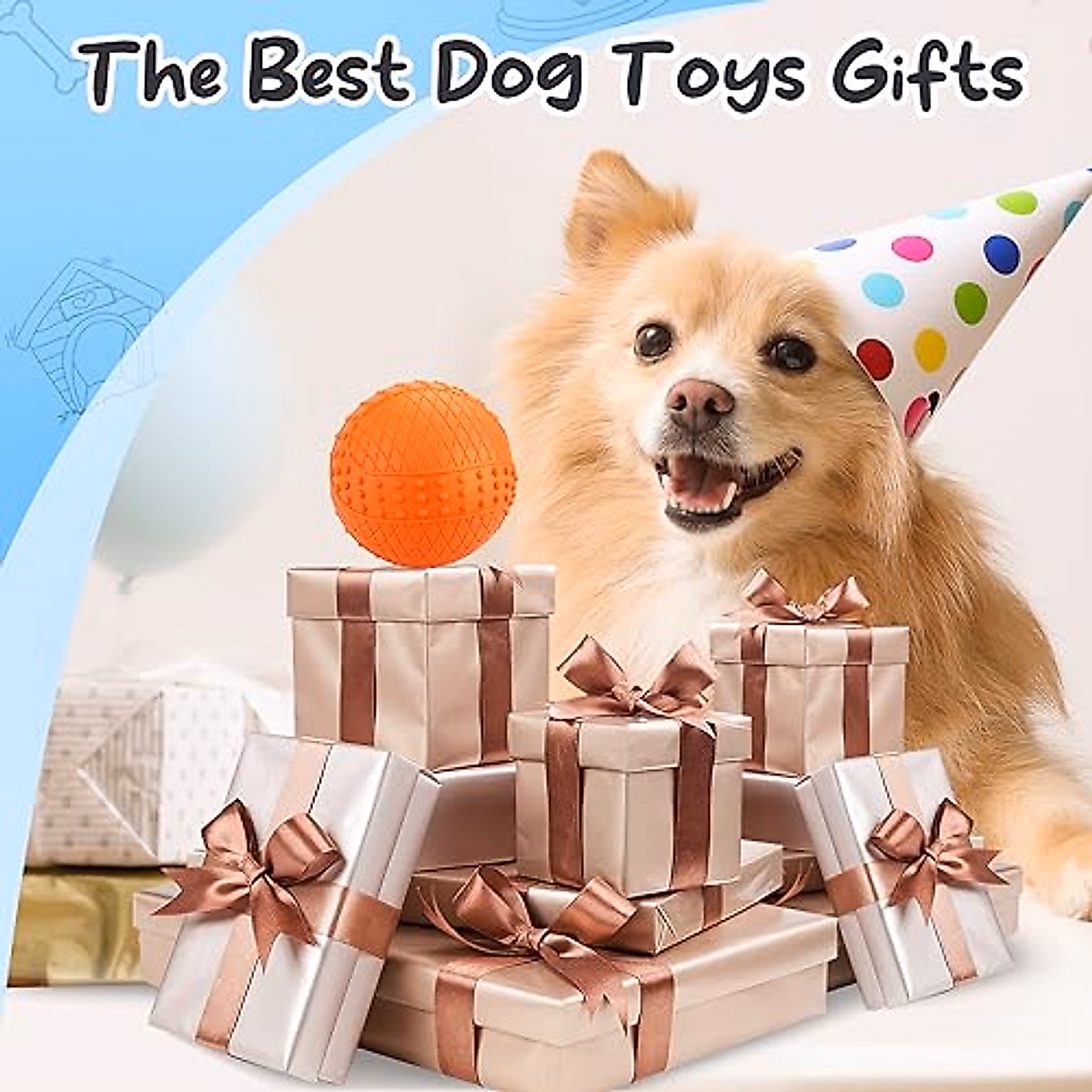 TROUSKAIG Indestructible Squeaky Dog Balls Puppy Toys, Squeaky Dog Toys Puppy Chew Toys for Teething, Interactive Dog Toys for Small Dogs, Puppy Teething Toys for Relax,Dog Toys Chew Toys for Puppies