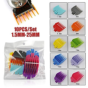 10PCS Guide Combs for Most Hair Clippers,Universal Hair Clipper Limit Comb Guide Attachment Replacement With Clip,Hair Clipper Guide Comb,A