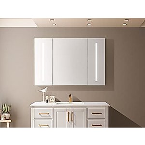 Vinnova Rieti 48" Rectangle Frameless LED Lighted Bathroom Vanity Medicine Cabinet Wall Mounted Mirror