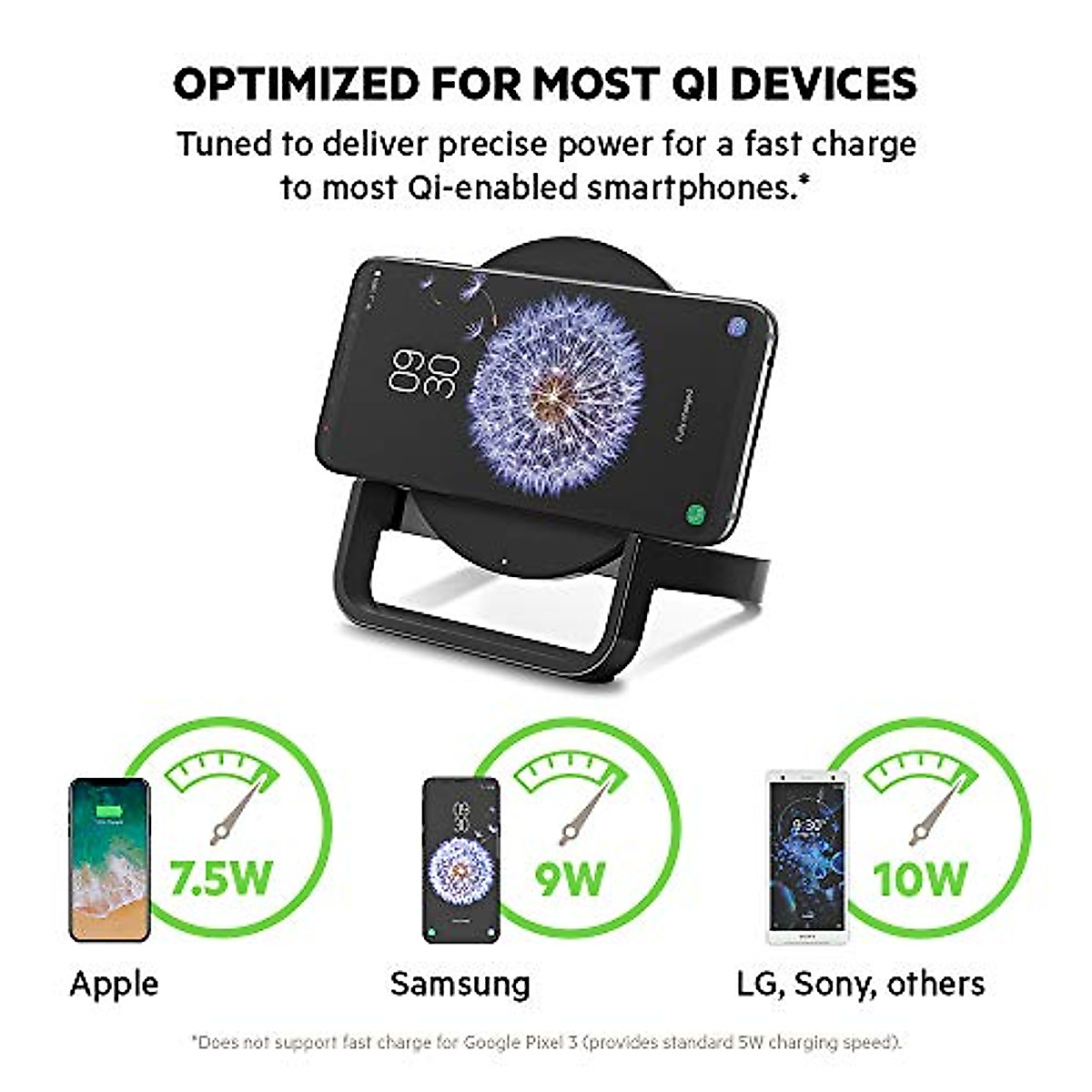 Belkin Boost Up Wireless Charging Stand 10W - Qi Wireless Charger for iPhone 11, 11 Pro, 11 Pro Max, Xs, XS Max, XR/Samsung Galaxy S9, S9+, Note9 / LG, Sony and More (Black) (F7U052dqBLK)