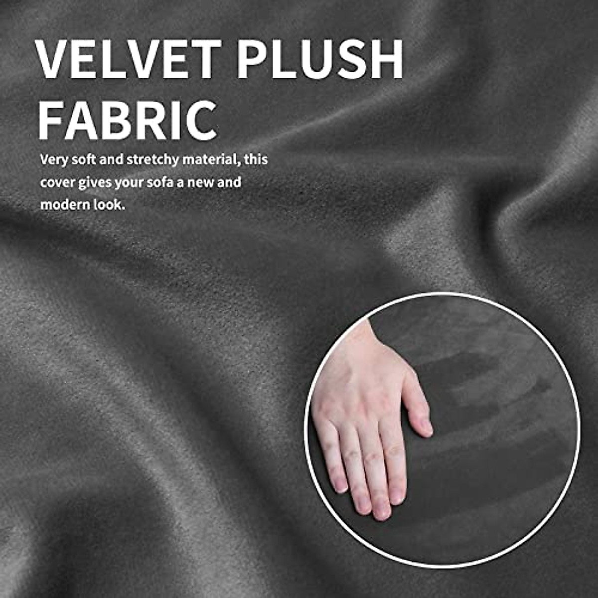 Easy-Going Stretch Velvet Chesterfield Style Couch Slipcover for Living Room, Soft Non-Slip Sofa Cover Furniture Protector for Dogs (Loveseat, Gray)