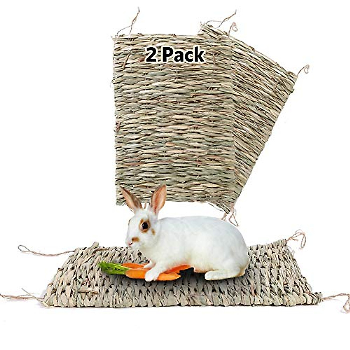 BESAZW Rabbit Mat,Grass Mats for Rabbits,Safe & Edible Rabbit Mats for Cages,Bunny Chew Toys for Rabbits (C:15.7"x11"(2 Pack))