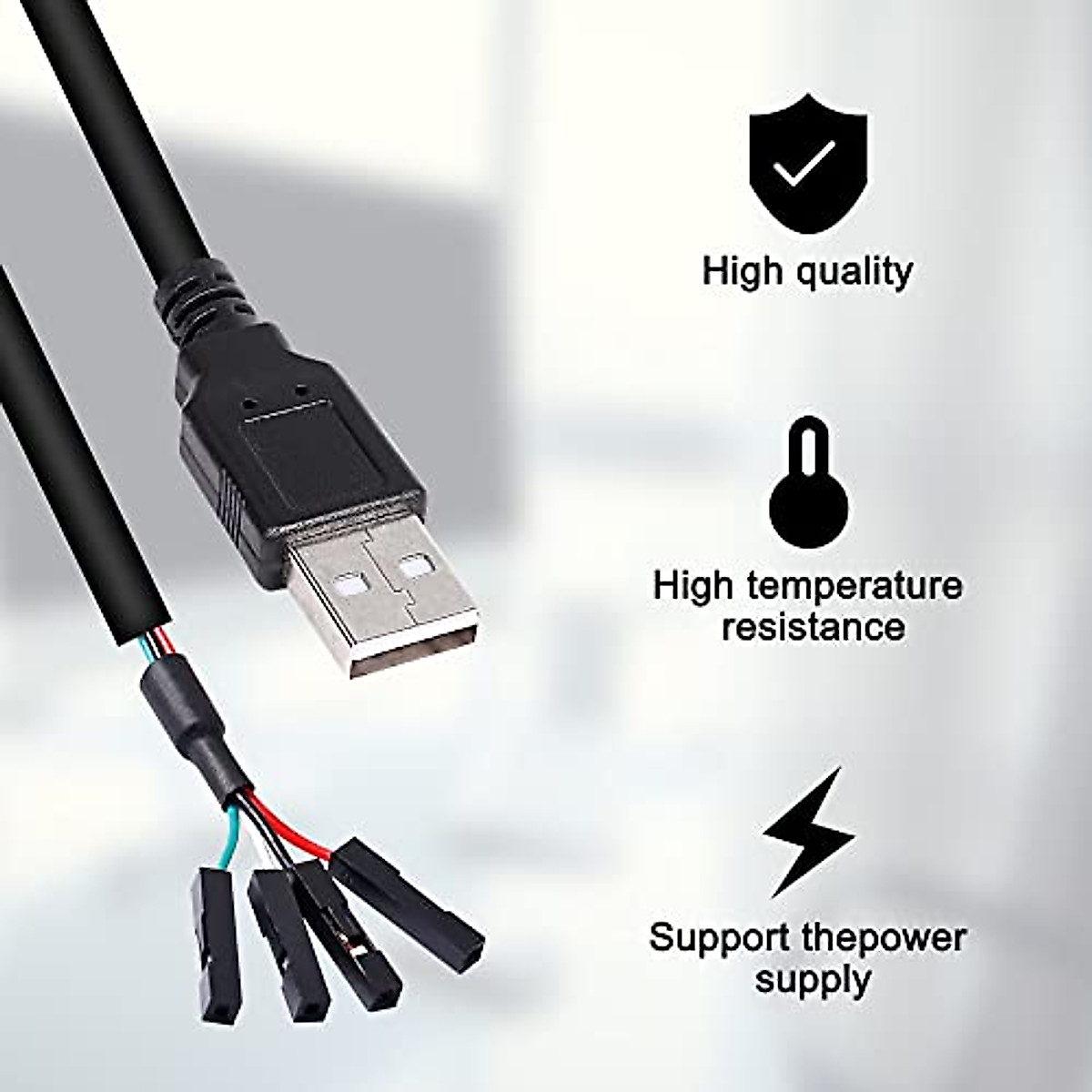 MEIRIYFA USB 2.0 A to USB 4 Pin Dupont Motherboard Header Adapter, USB Male to 4Pin Female 28AWG Extender Cable -30CM (2Pack)