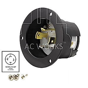 AC WORKS [ASINL1430P 30-Amp 125/250-Volt NEMA L14-30P Flanged Power Input Inlet