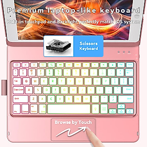 Keyboard Case for iPad 10.2 - iPad Keyboard 9th Generation & 8th & 7th Gen - Touch Keyboard - 360° Rotatable Protective Cover with Apple Pencil Holder - Backlight Wireless Keyboard - iPad 9 Keyboard