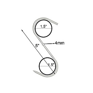 Alele 5 Inch 4mm Meat Hooks Stainless Steel Meat S-Hook for BBQ,Hanging,Smoking,Butchering,Grilling Set of 6 Pack (Meat Hook 5 Inch)