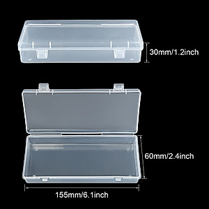 12PCS Clear Plastic Rectangular Containers, 6x2.4x1.2 Inch Storage Container Boxes with Hinged Lids, Small Transparent Storage Box Case for Beads, Jewelry, Tools, Craft Supplies and Flossers