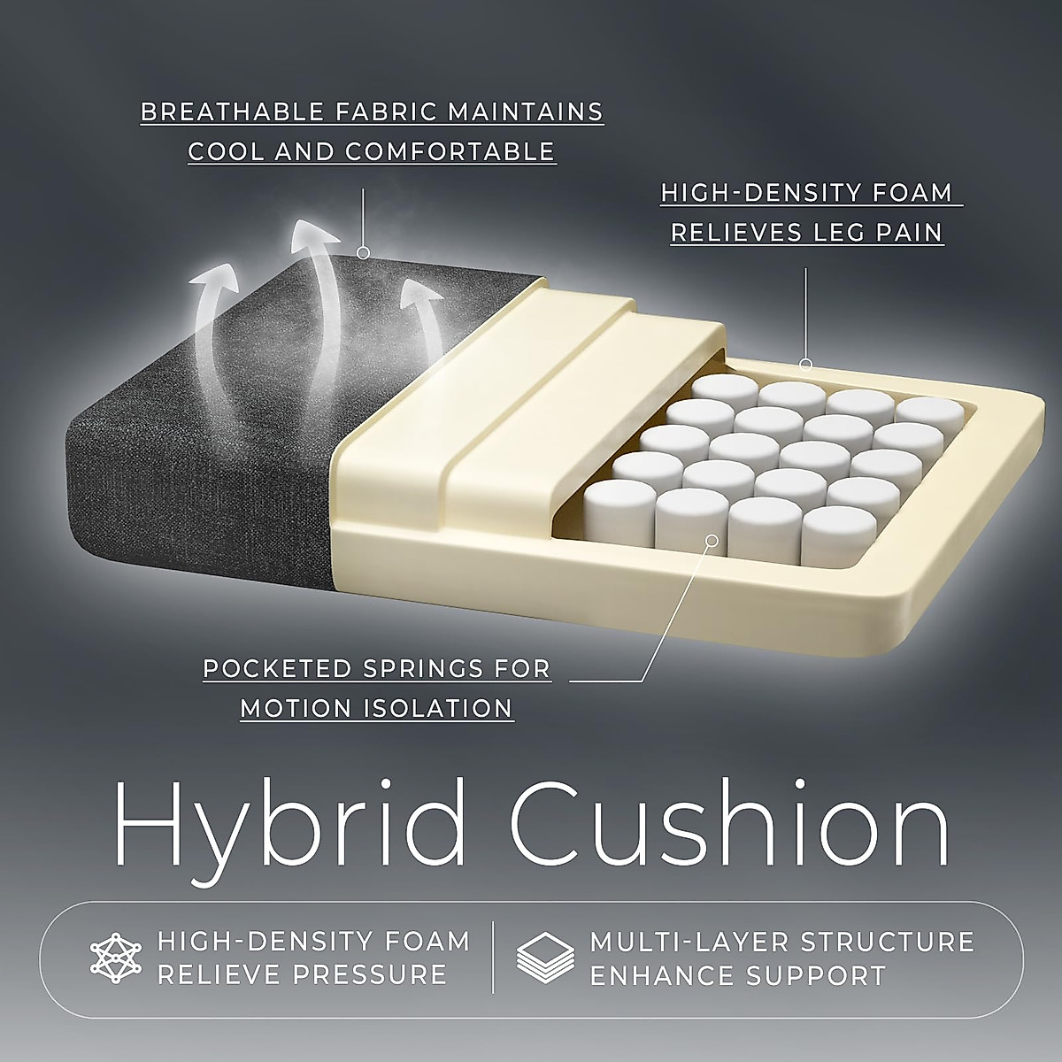 Vigosit Gaming Chair with Heated Massage Lumbar Support, Breathable Fabric Office Chair with Pocket Spring Cushion and Footrest, Recliner High Back PC Chair for Adult Black, JD-0801BK