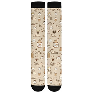 xigua Coffee Cups Compression Socks 20-30mmHg Knee High Stockings for Sport Nursing - 1 Pair