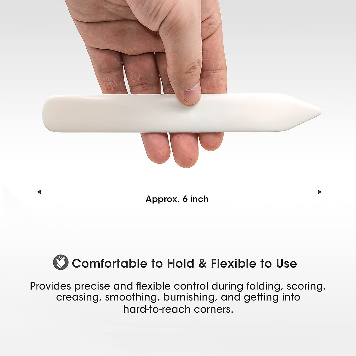 DEEDYGO Genuine Bone Folder and Scoring Tool - 100% Real Cattle Bone, Smooth, Premium Quality for Folding, Scoring, Creasing, Bookbinding, Origami, Scrapbooking, Leather Burnishing, Paper Card Crafts