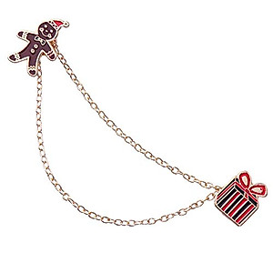 Happyyami Stocking Stuffer Treats Vintage Christmas Cardigan Clip Gingerbread Man Gift Box Decoration Sweater Collar Clip for Women Girls Stocking Stuffers