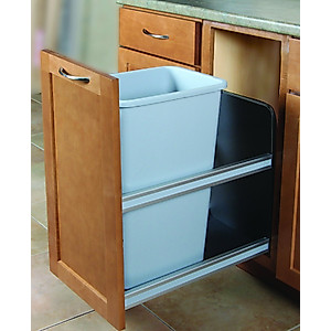 Knape & Vogt USC12-1-50PT in-Cabinet Soft Close Pull Out Trash Can, 23.25 by 11.81 by 22.44-Inch, Platinum, 50 Quart Bin
