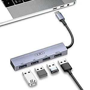 USB C Hub 4 Ports for iPhone 15, USB C to USB Hub with 4 USB Extention Port for Laptop, MacBook Pro, iMac, iPad Pro, Chromebook, Pixelbook, Dell XPS, Galaxy S23, and More Type C Devices