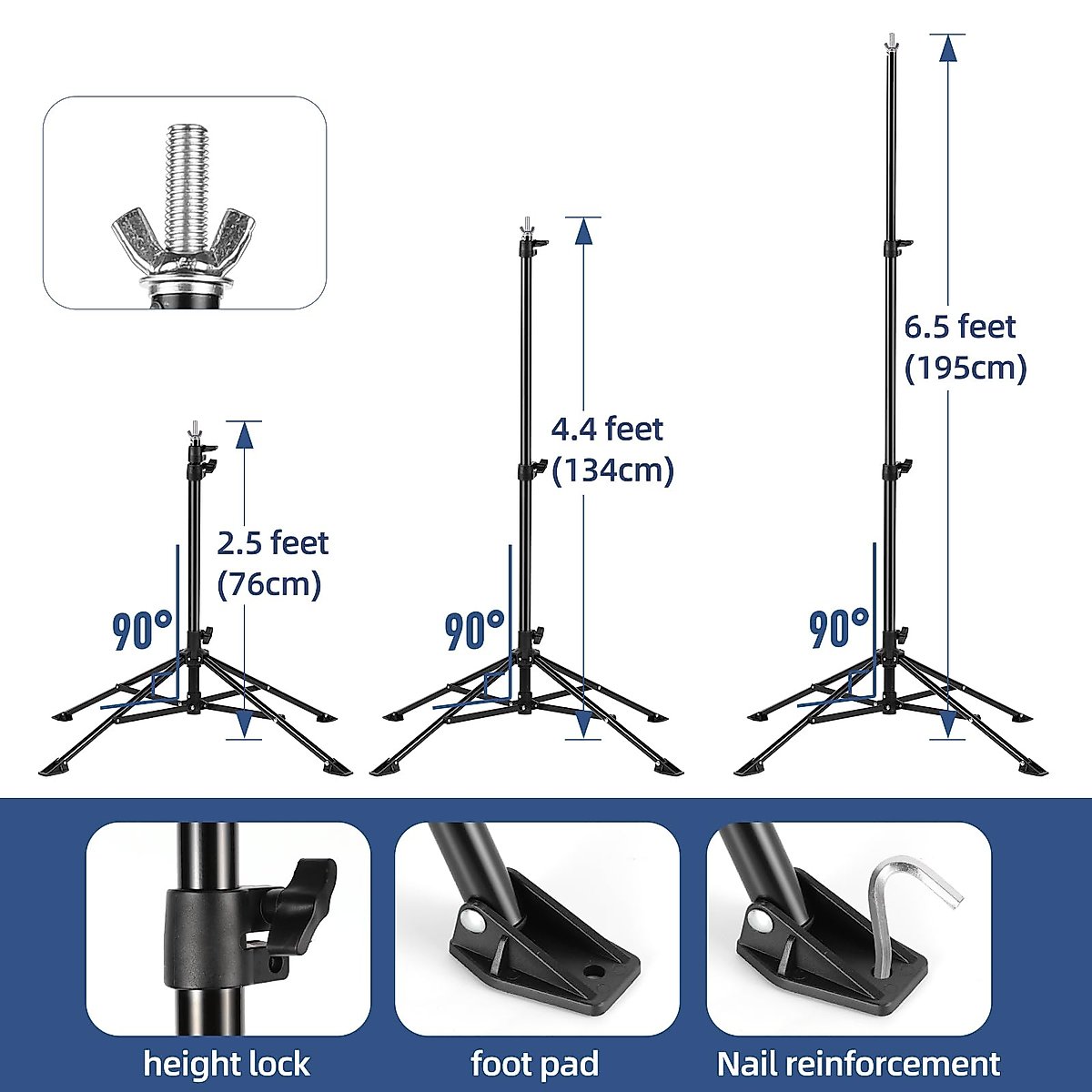New Upgrade Four-Legged Backdrop Stand 6.5x10ft,IFKDNR Photo Backdrop Stand for Parties,Back Drop Adjustable Stand Kit with 4 Crossbars Backdrop Clamps and Carrying Bag for Parties Wedding Decoration