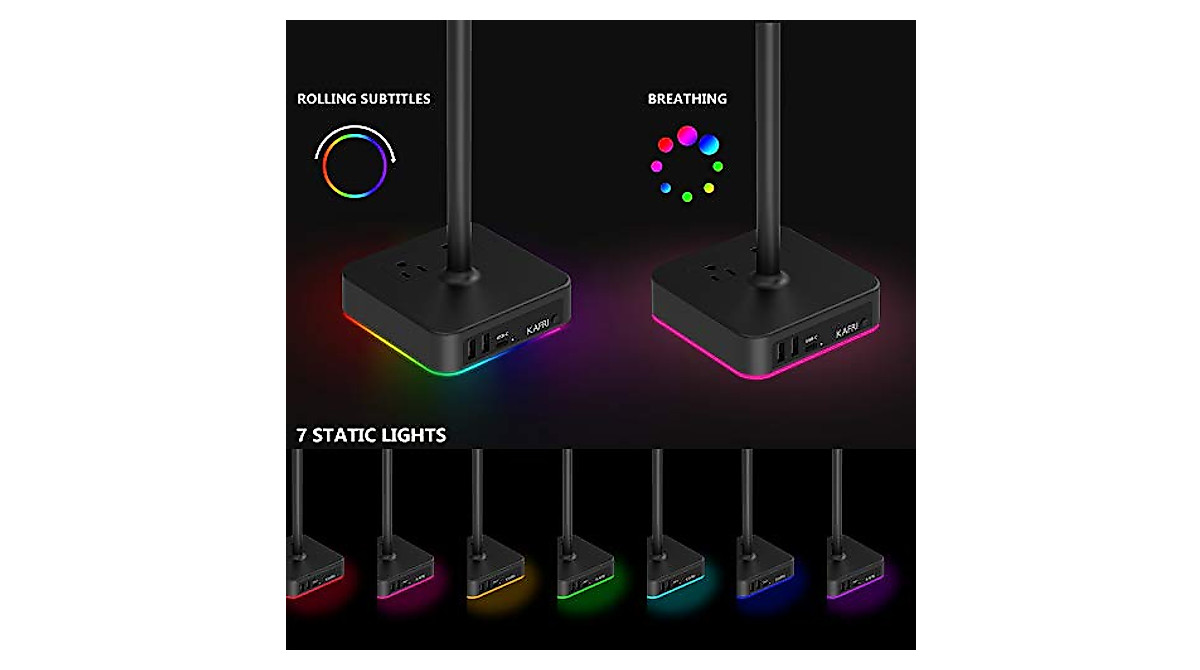 KAFRI RGB Headphone Stand | Charger, Outlets & Gaming