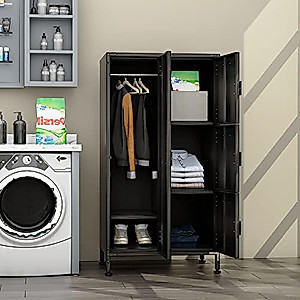 SISESOL Metal Locker Storage Cabinet, 55" Lockers Locking Cabinet Lockers for Employees, Mini Locker for Home, Bedroom, School, Office, Gym