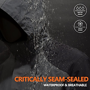 Little Donkey Andy Men's 3 in 1 Winter Ski Jacket Warm Fleece Liner Jacket Waterproof Windproof Snow Coat & Detachable Hood Grey/Black XL