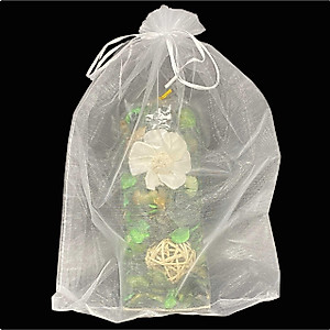 JULIPE 50 Pack 16x11 Inch Extra Large Organza Gift Bags White Weddings Bridesmaids Birthdays Promotions Wedding Table Favors Travel Large XL