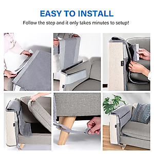 NATUYA Furniture Protectors from Cats - Couch Protector from Cat Claws with Sisal Scratching Pad Anti Cat Scratch Furniture Couch Sofa Corner (Light Gray, Left)