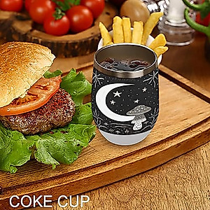OPTKSNCU 304 Stainless Steel Insulated Cup with Lid, Moon Mushroom Print Durable, And Easy to Clean – Ideal for Home, Office, And Gift Giving