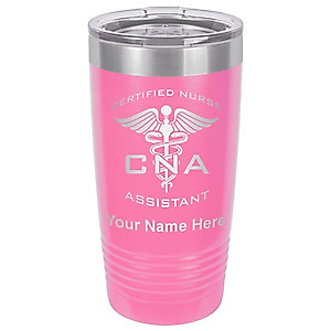 LaserGram 20oz Vacuum Insulated Tumbler Mug, CNA Certified Nurse Assistant, Personalized Engraving Included (Pink)