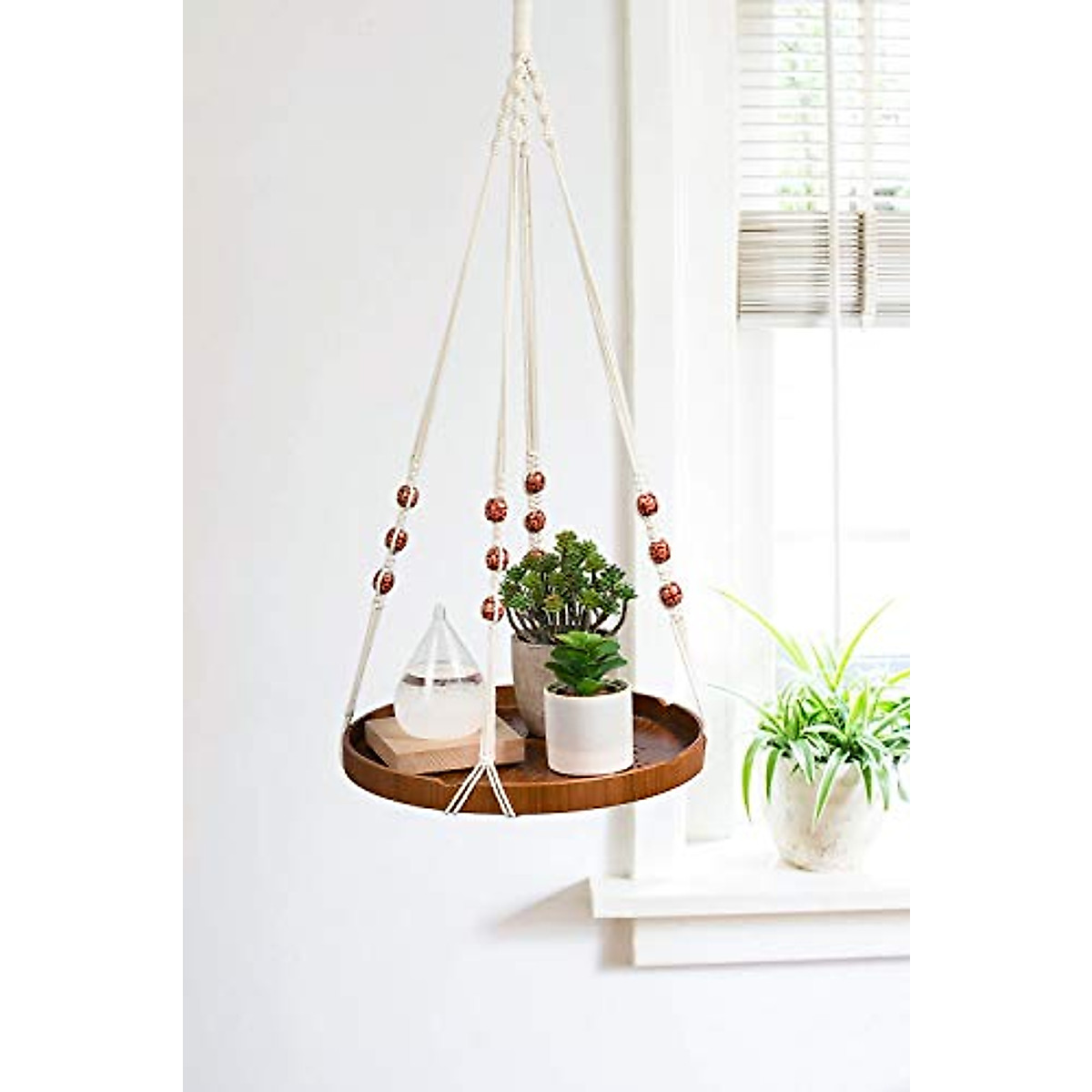 TIMEYARD Macrame Plant Hanger - Indoor Hanging Planter Shelf - Decorative Flower Pot Holder - Boho Bohemian Home Decor, in Box, for Succulents, Cacti, Small Plants
