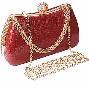 xuson Women Evening Purses Clutch Bags Formal Party Clutches Wedding Purses Cocktail Prom Handbags (wine red)