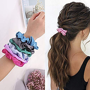 ZZICEN Satin Scrunchies 60 Colors Silk Scrunchies Hair Elastics Scrunchies Hair Bands Ties for Women Girls