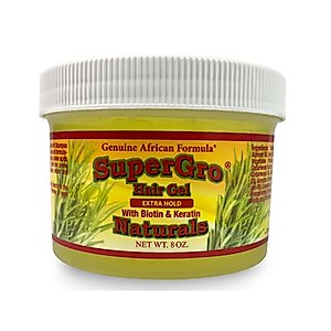 SuperGro Extra Hold Loc & Twist Gel for Natural Hair Styling – Ideal for Braiding, Retwisting Locs, and Edge Control – With Shea Butter, Biotin & Black Castor Oil – 8 oz