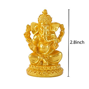 Gold Lord Ganesha Statues, Buddha Elephant Hindu God Sculpture Figurines Resin Home Garden Decoration Feng Shui Ornaments