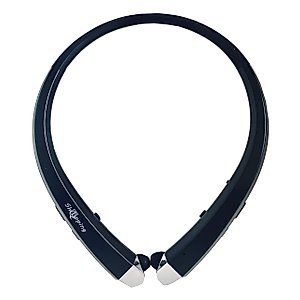 QT S Bluetooth Headset, Lightweight Retractable for Neckband Bluetooth Headphones for Sports Exercise Home & Office, Noise Cancelling Stereo Neckband Wireless Headset Talk 9-10 Hours-Black