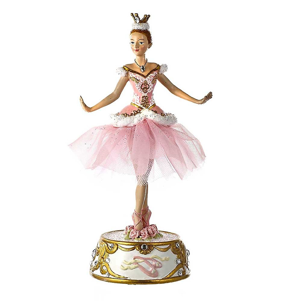 Kurt Adler T2274 10" Pink Ballerina Figure with Musical Base