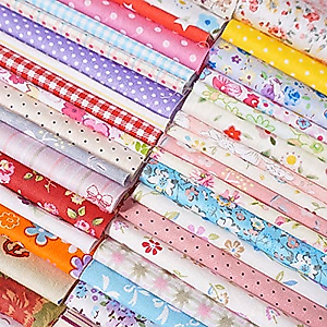 Quilting Fabric, Misscrafts Cotton Craft Fabric Bundle Squares Patchwork Pre-Cut Quilt Squares for DIY Sewing Scrapbooking Quilting Dot Pattern (50PCS 20X20cm)