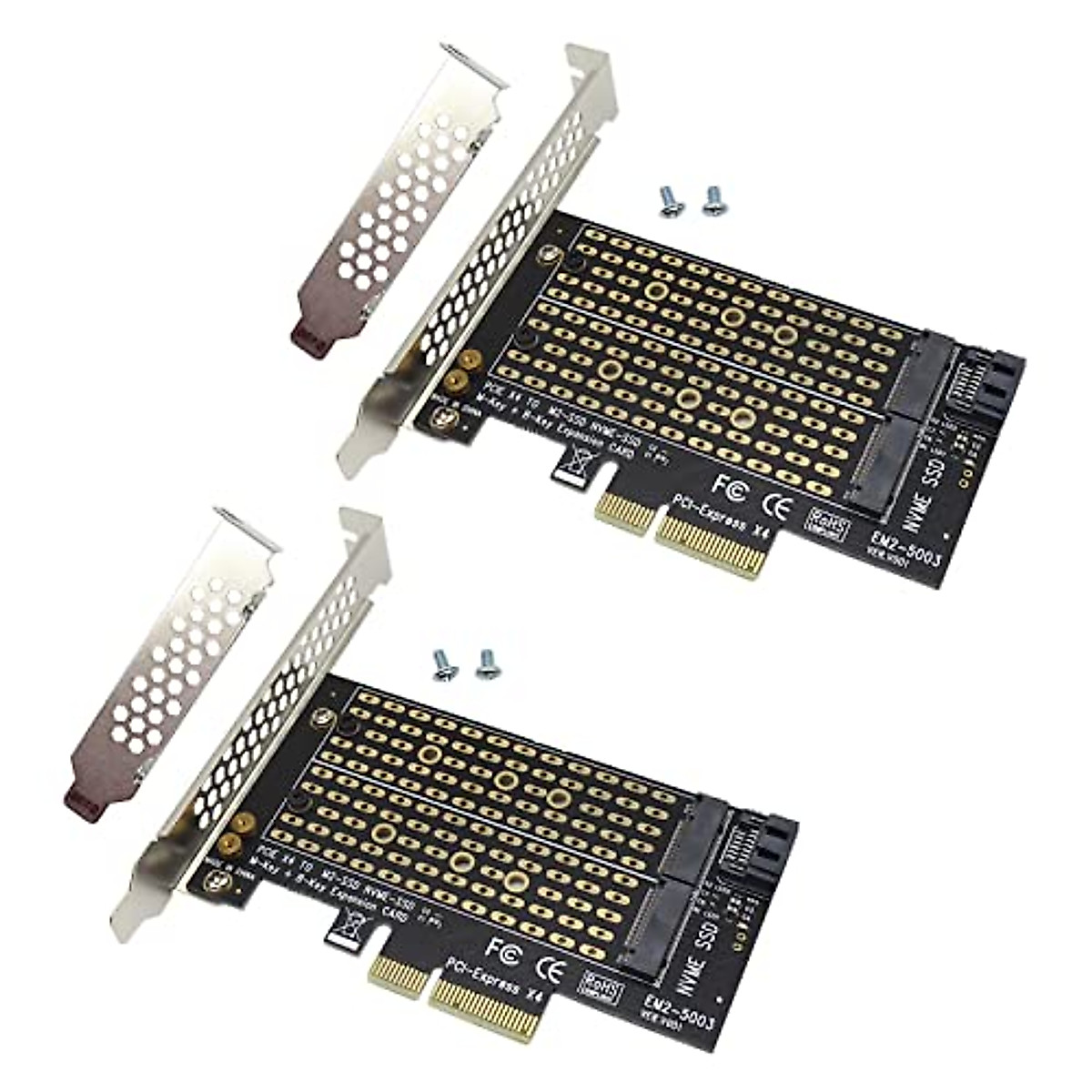 High Performance Durable 2x M.2 NGFF to Desktop PCIe x4 x8 x16 NVMe SATA Dual SSD PCI Express Adapter Card Vicue