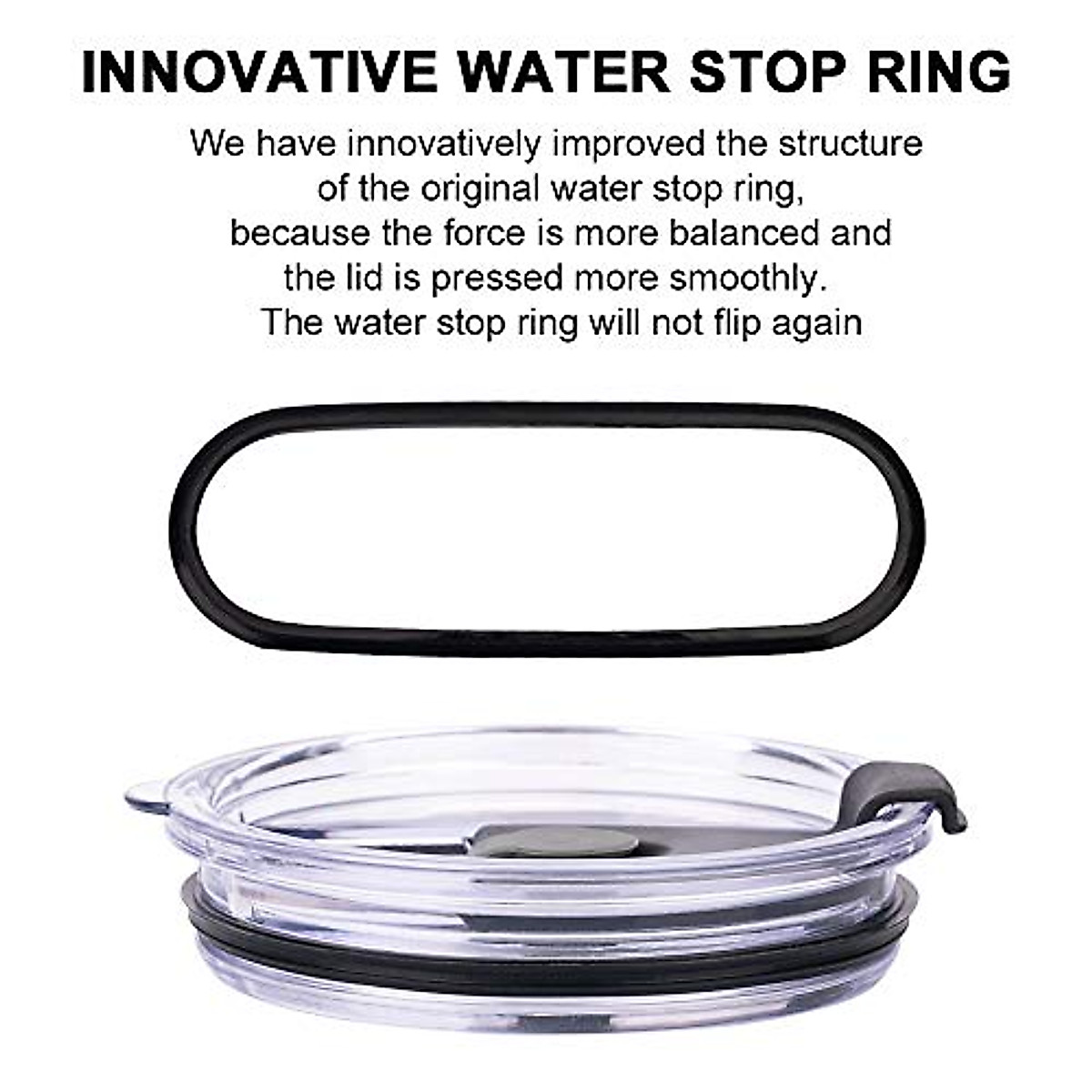 30 oz Tumbler Lids, Fits for 30Oz YETI Rambler, Ozark Trail and More, Koodee 2 Pack Spill-proof Lids,Covers for 30 Ounce Tumbler,Cup (Black)