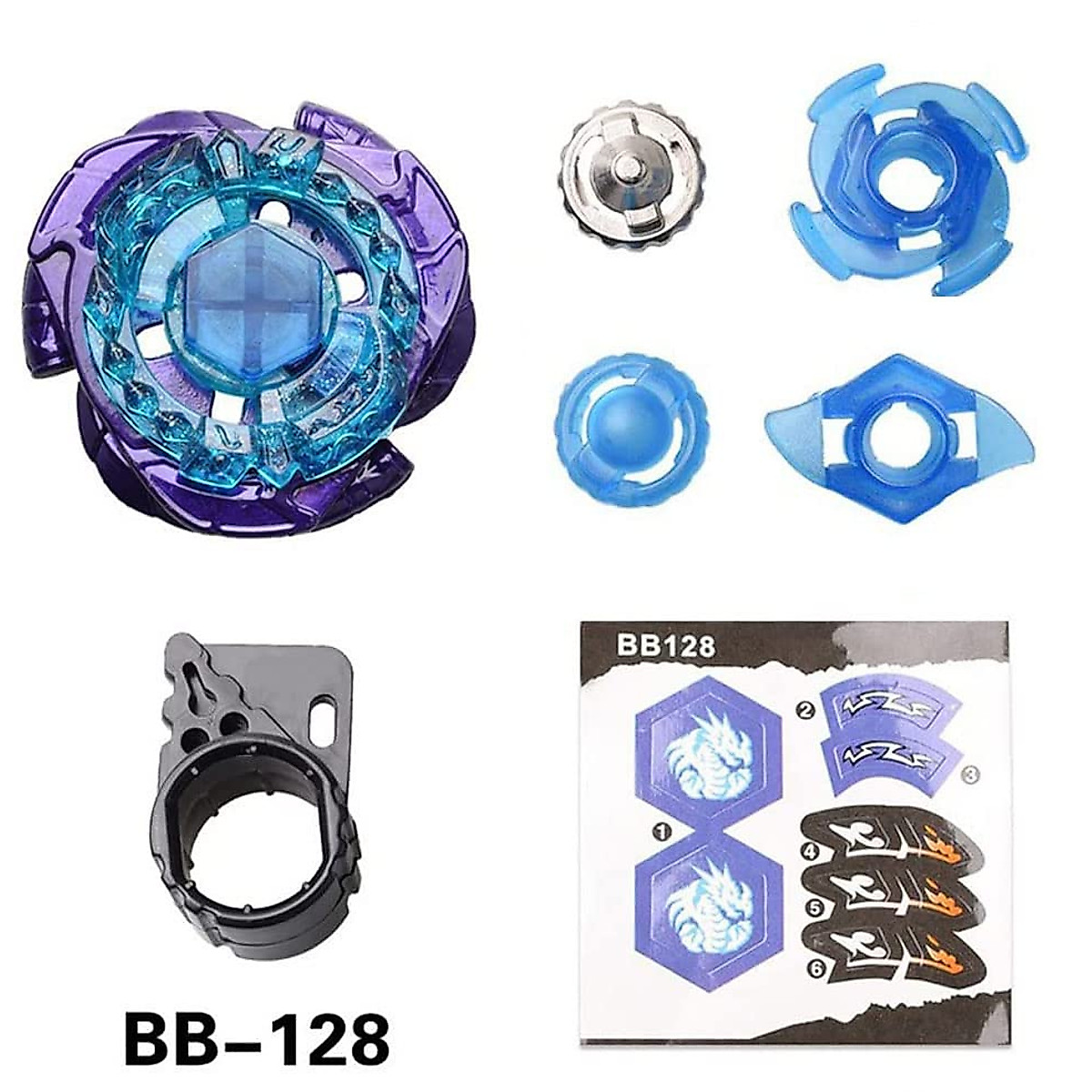 Gyros 6 Pack Bey Burst Battling Tops Metal Fusion Starter Set with Stickers Two Launchers