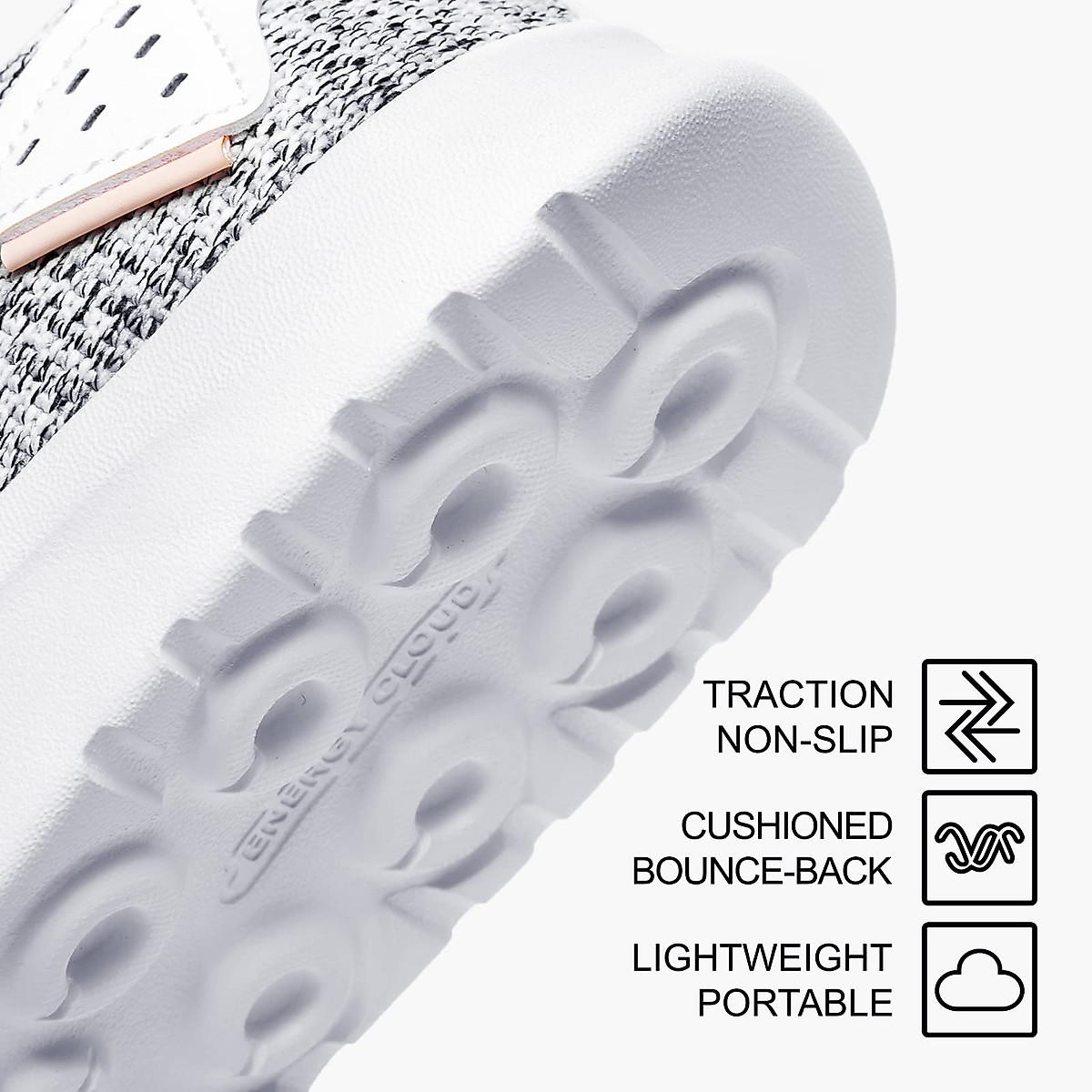 ALEADER Women's Energycloud Tennis Shoes Lightweight Running Shoes Fashion Walking Sneakers, Light Gray White Pink, 8 US