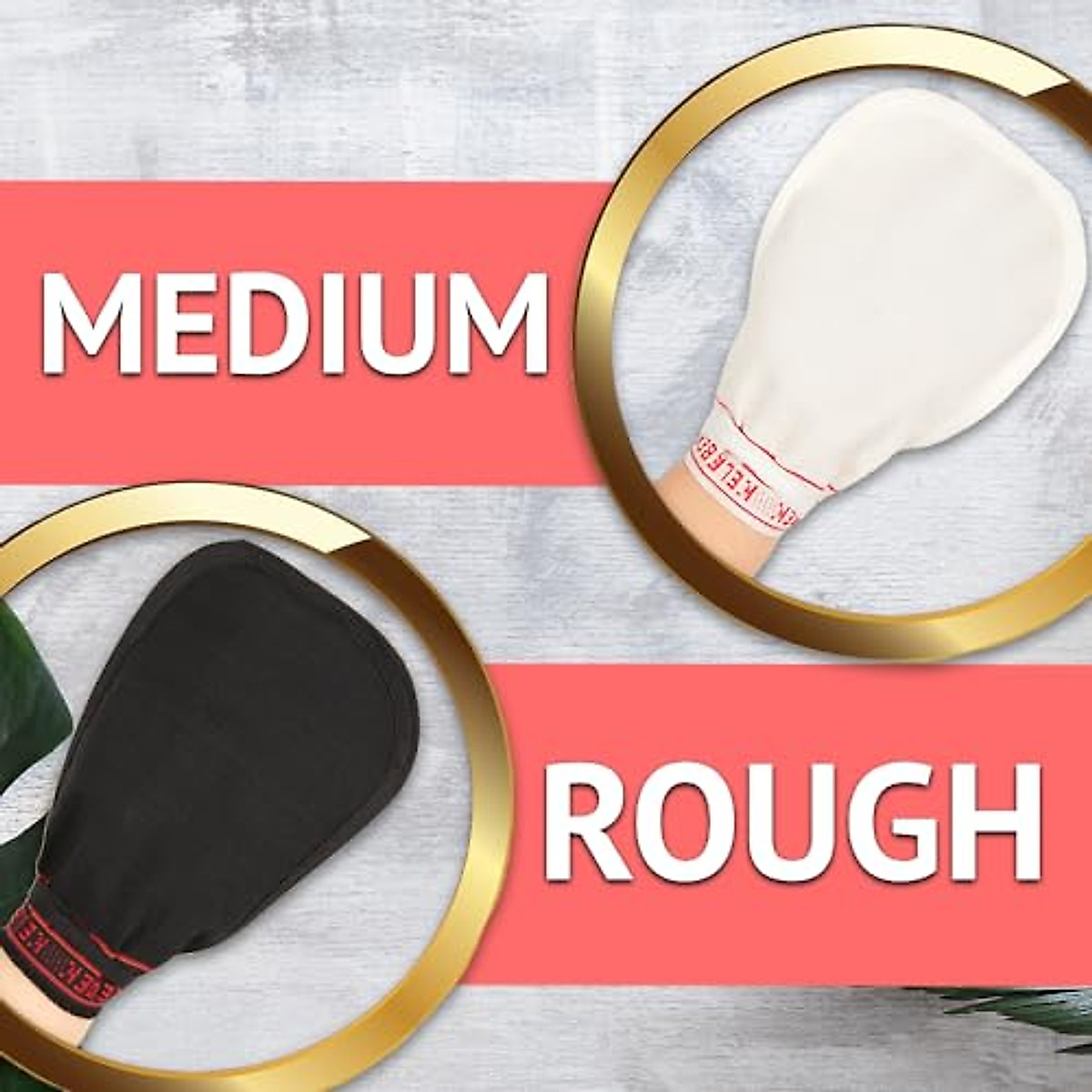 Kelebek Premium Natural Exfoliating Gloves, Turkish Hammam Kese, Original Exfoliating Mitt, Body Scrub for Men and Women (Cream White 4 Pack (Medium))