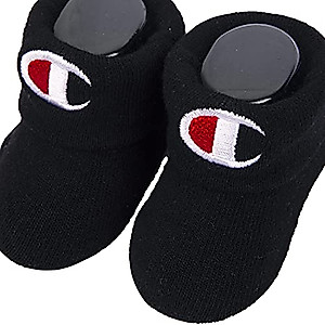 Champion baby boys Infant 3-piece Box Includes Body Suit, Bib Or Hat Booties and Toddler T Shirt Set, Classicscript-black 001, 0-6 Months US