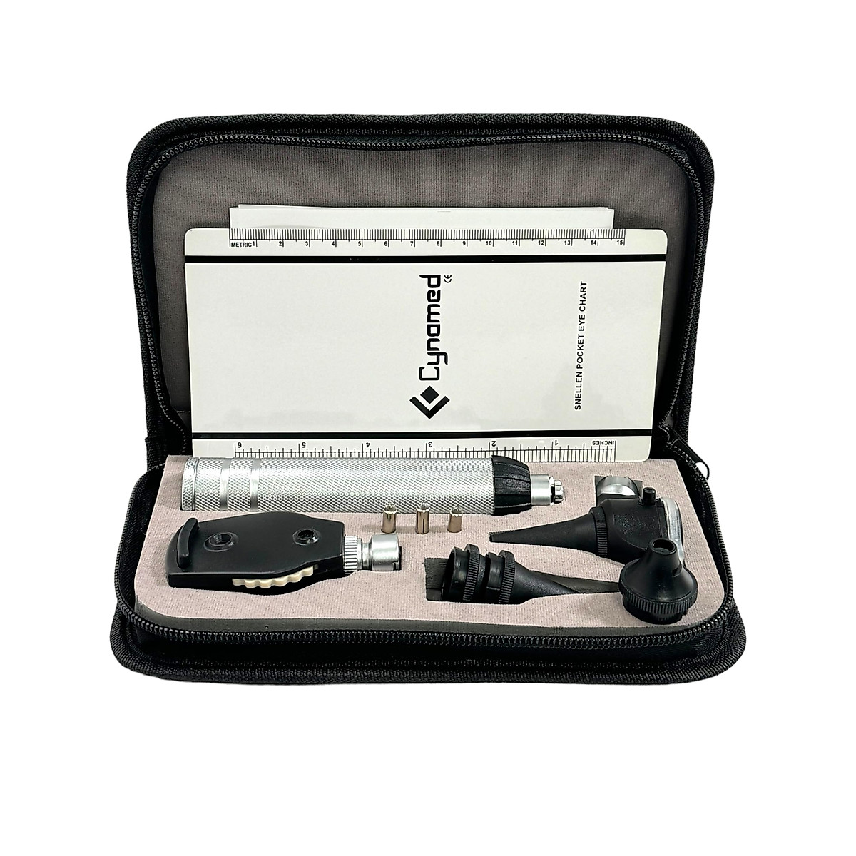 Cynamed Otoscope Set-3.2V Bright White LED Otoscope Set with Accessories - The Perfect Tool for Nurses (Zipper Leather Case)