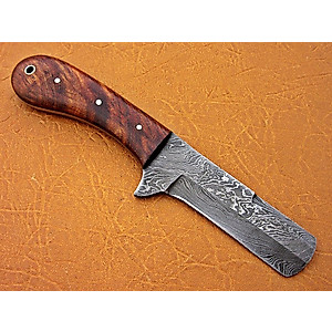 Black Smith Custom Knives DM-BC-01 Handmade Damascus Steel Bull Cutter Cowboy hunting castration and skinning knife, 8" Rose Wood Handle, Fixed Blade EDC Knife With Leather Sheath