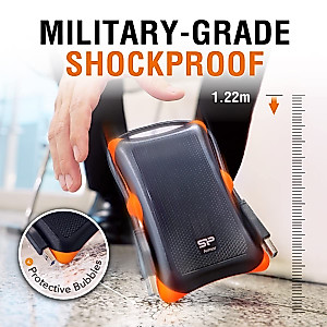 Silicon Power 2TB Rugged Portable External Hard Drive Armor A30, Shockproof USB 3.0 for PC, Mac, Xbox and PS4, Black