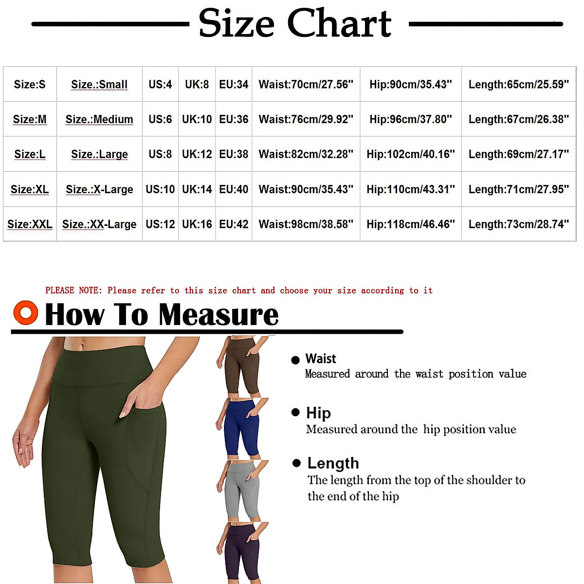 Capri Leggings for Women Knee Length Butt Lift Tights Tummy Control Yoga Workout Exercise Capri Pants with Pockets Army Green