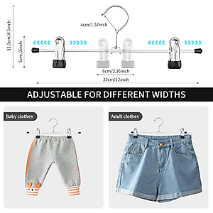 Cimlord 30 Pack Pants Hangers with Clips Skirt Hangers for Women Shorts Hangers Heavy Duty Metal Clothes Hanger for Closet Space Saving Non Slip Trousers Hanger Jeans Hanger for Men,Black,12 Inch