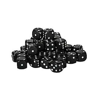 Black with White Dice Block, 12mm D6, Pack of 36