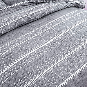 WONGS BEDDING Grey Comforter Set Queen, Soft Microfiber Reversible Gray Boho Down Alternative Comforter Set for Queen Bed- 3 Pieces (1 Solid Comforter + 2 Pillowcases), Bedding Duvet Set 90"x 90"